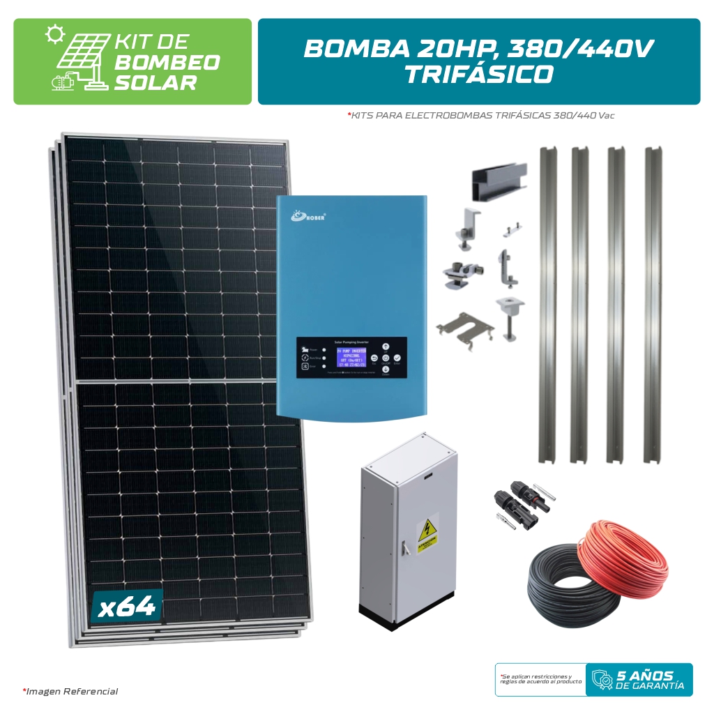 KIT BOMBEO SOLAR PARA BOMBA 20HP, 380/440Vac TRIFÁSICO | Termas Solares ...