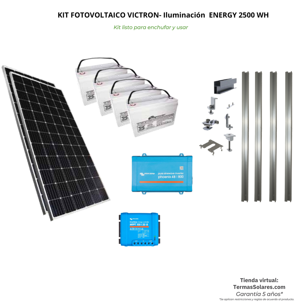 KIT solar iluminación 2500 kWh-Aislado a red | Termas Solares Perú